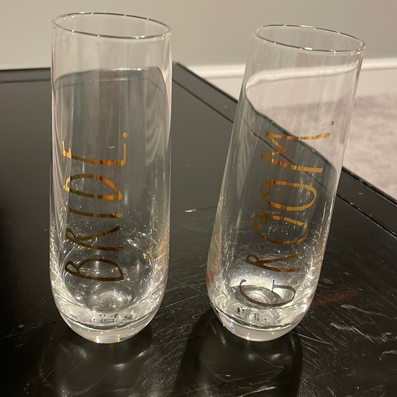 Rae Dunn | Dining | Rae Dunn Bride And Groom Champagne Glasses | Poshmark